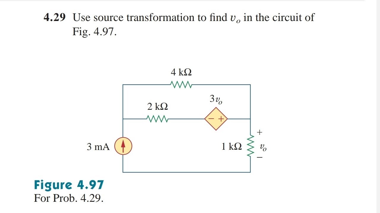 EP (2.7) Source transformation. Book fundamentals of electric circuits Tutorial problem 4.29 ...