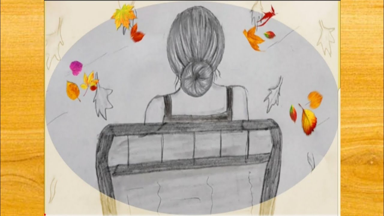 How to draw an autumn girl / How to draw a girl and autumn leaves - YouTube
