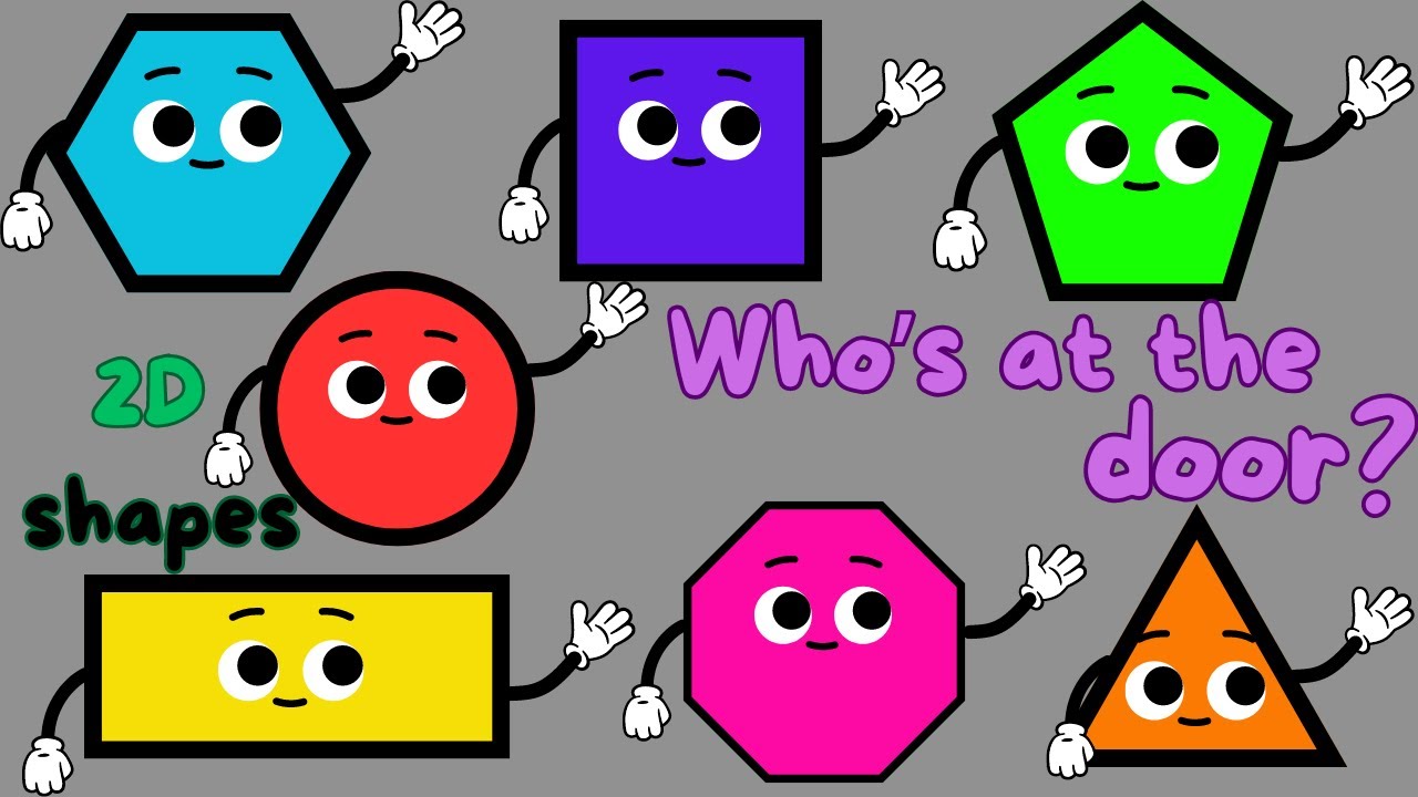 Children's education. Learning 2D shapes. A kids game of who's at the ...