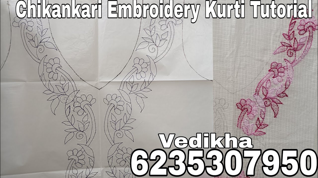 Chikankari Embroidery Kurti Neck Designing Tutorial | Easy Hand ...