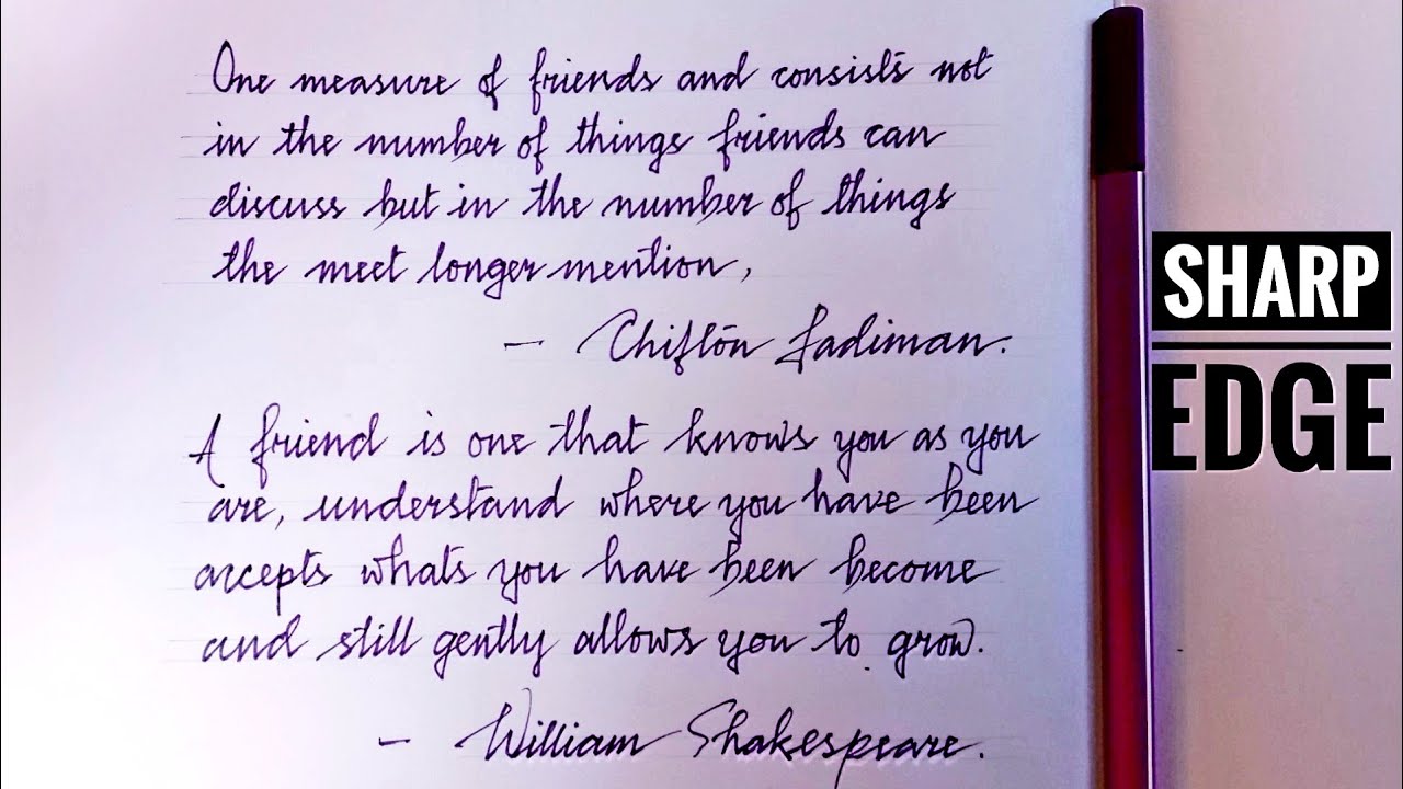 Beautiful Sharp edge Cursive handwriting || Peny Power handwriting ...