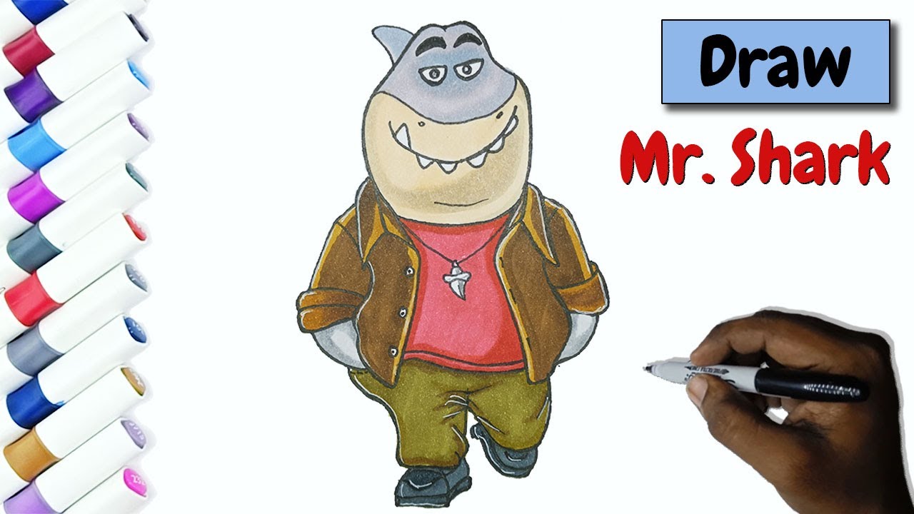 Drawing Mr. Shark !!! How To Draw Mr. Shark from The Bad Guys - YouTube