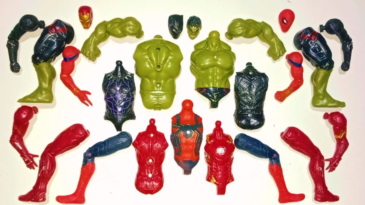 Merakit mainan superhero, Hulk smas, blek penter, Ironman, Spiderman ...