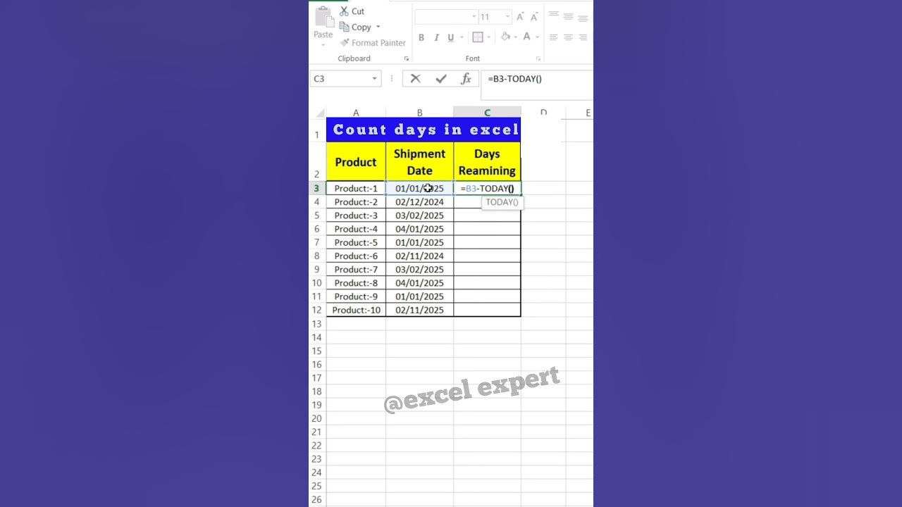 How to count days in excel ! #exceltips #exceltricks #exceltutorial #shortsfeed - YouTube