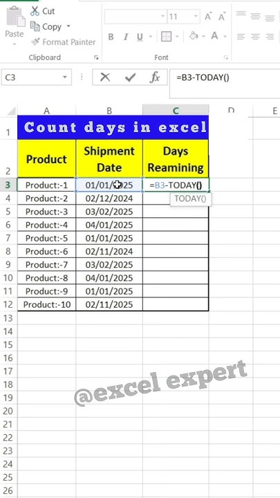 How to count days in excel ! #exceltips #exceltricks #exceltutorial #shortsfeed - YouTube