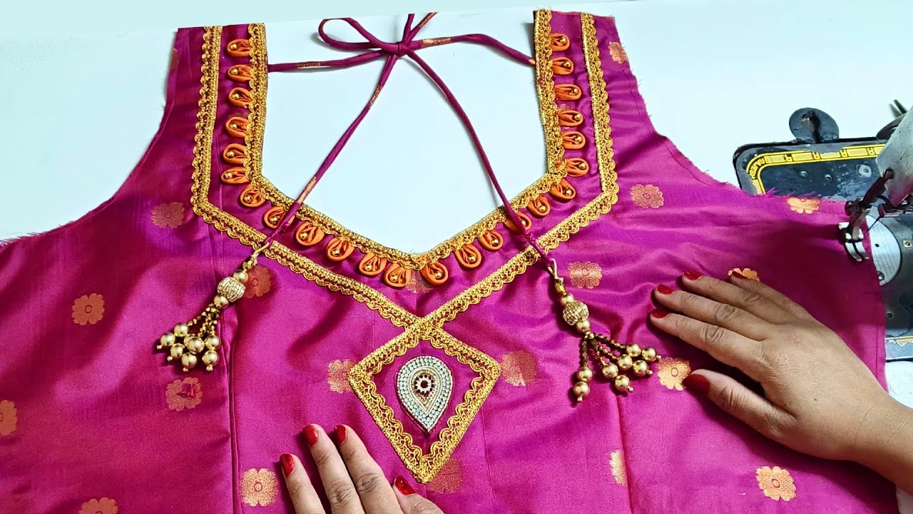Beautiful Blouse Back Neck Design Cutting and Stitching | Latest Back ...