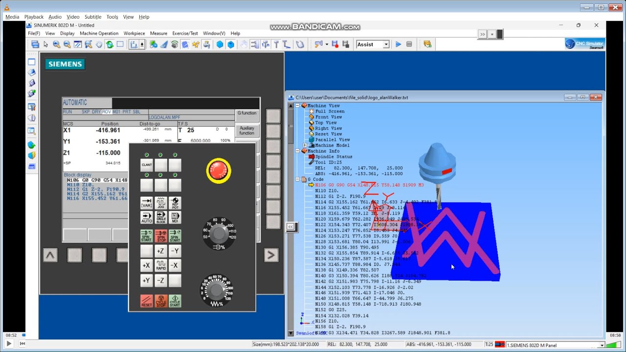 SSCNC+Mastercam X5 membuat logo alanwalker - YouTube