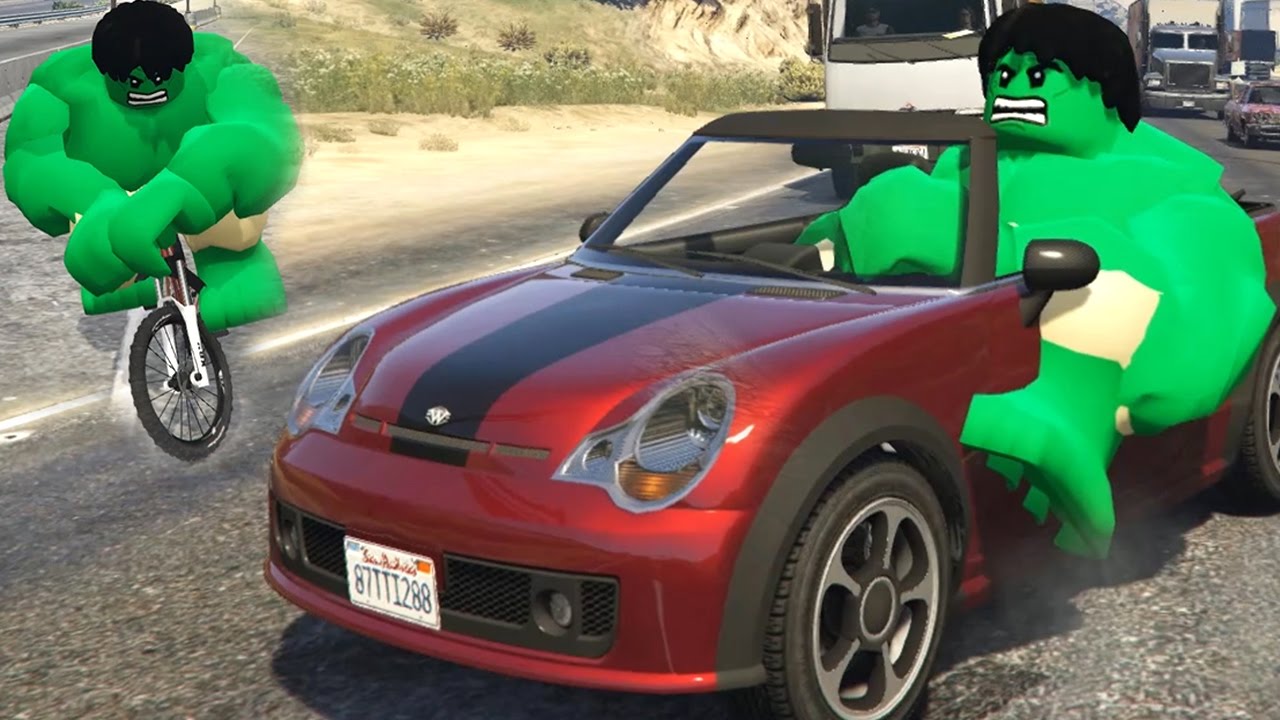 LEGO HULK Funny Driving (Bike, Car, Bicycle) Nursery Rhymes - YouTube