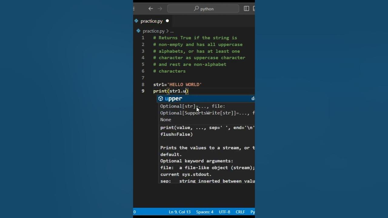 isupper function 🤔#python #pythonforexpert #learnpython - YouTube
