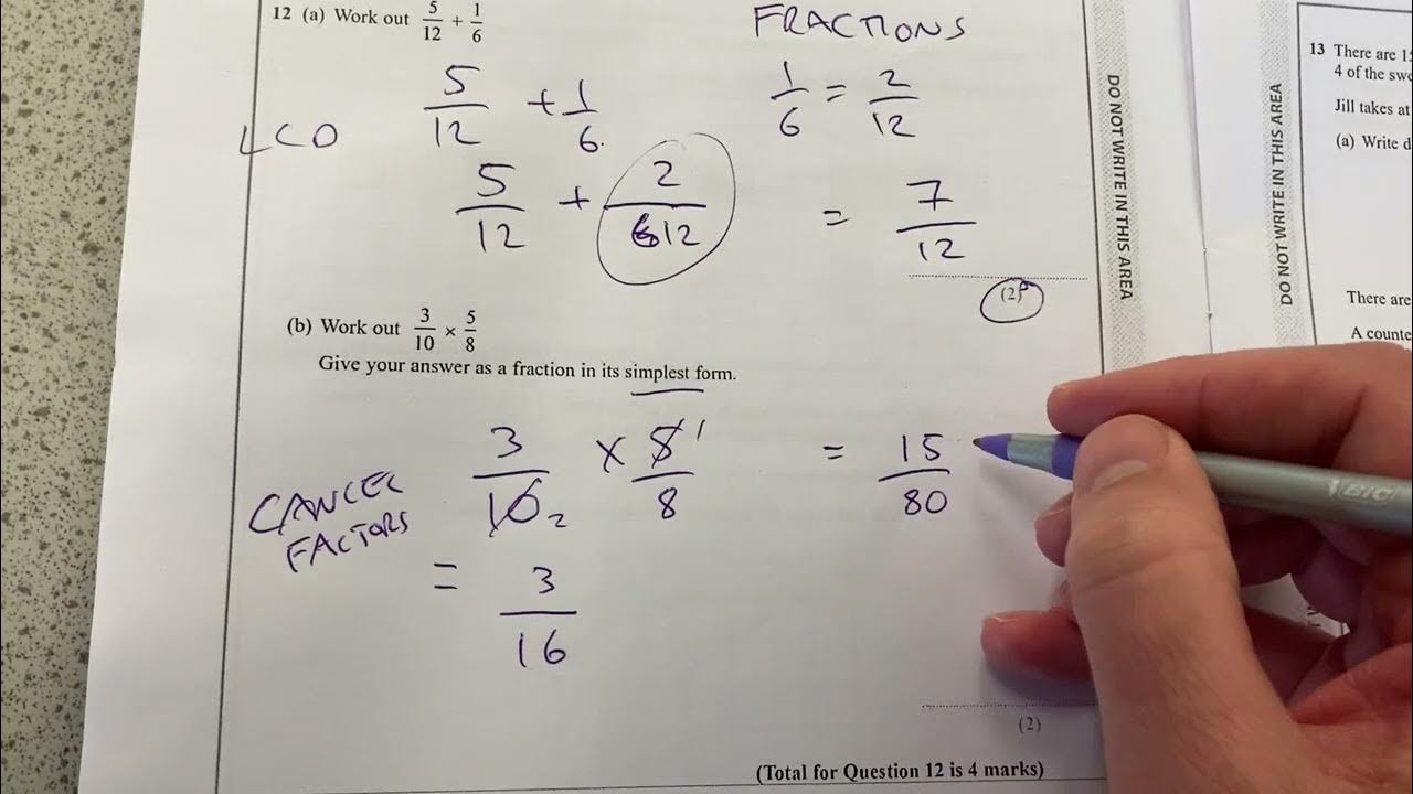 GCSE Maths foundation Fractions probability algebra - YouTube