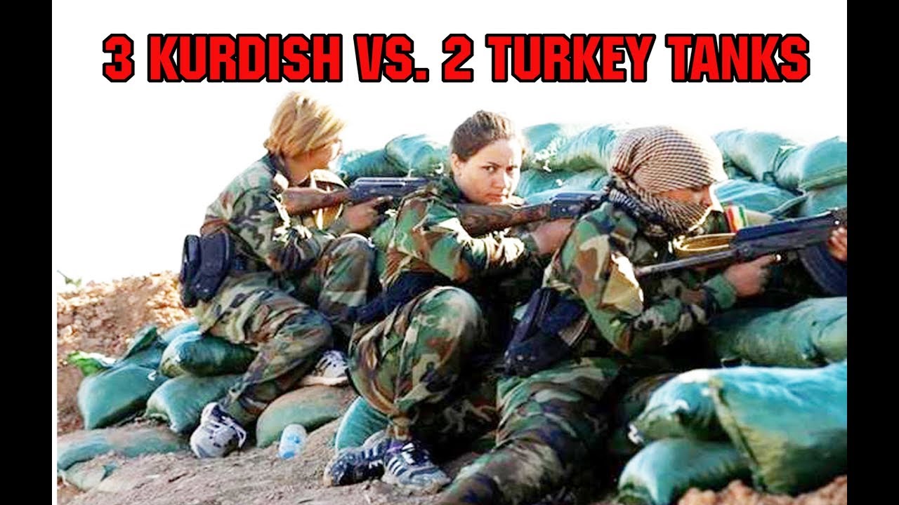 AFRIN BATTLE. 3 KURDISH FIGHTERS VS. 2 TURKEY TANKS. SYRIA WAR - YouTube