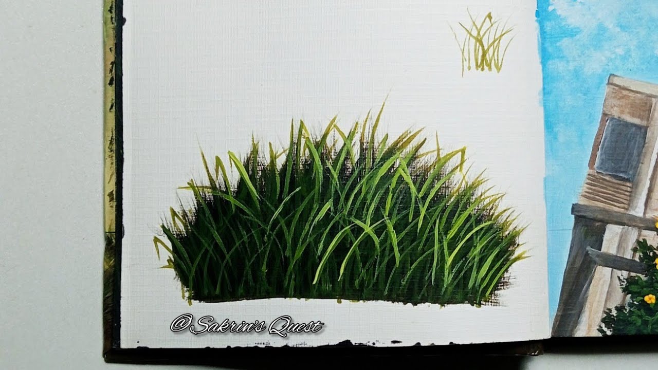 How to Paint Realistic Grass in Acrylic | Easy Acrylic Painting ...