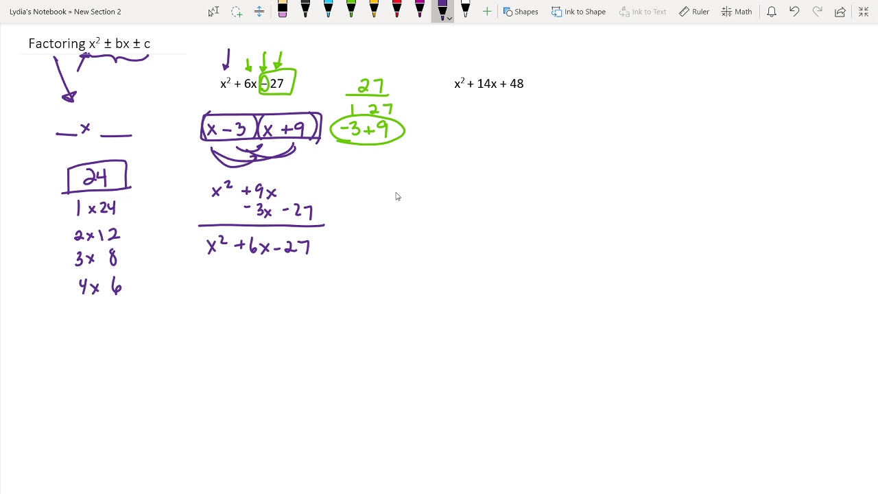 Factoring Polynomials Like X 2 Bx C YouTube