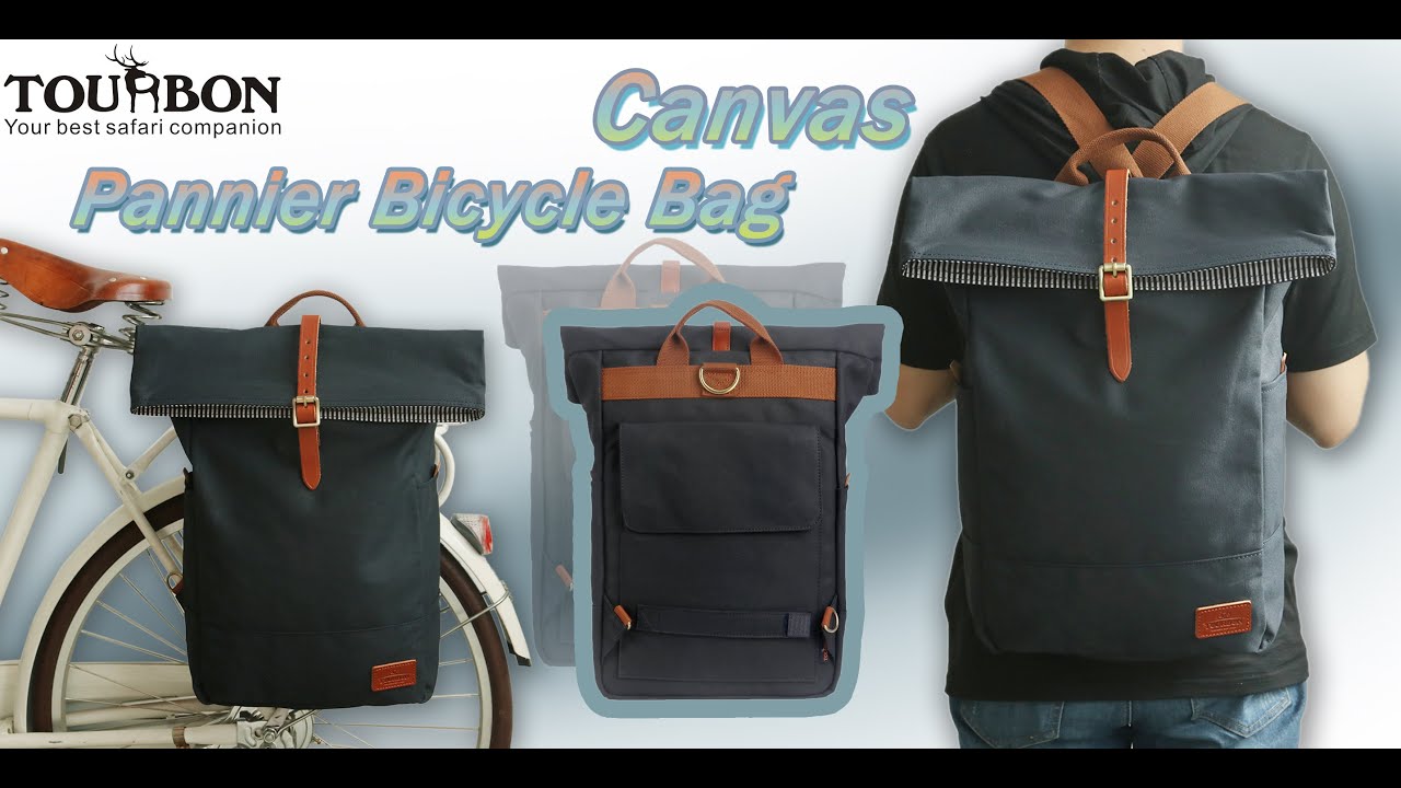 Tourbon｜Canvas Pannier Bicycle Backpack - YouTube