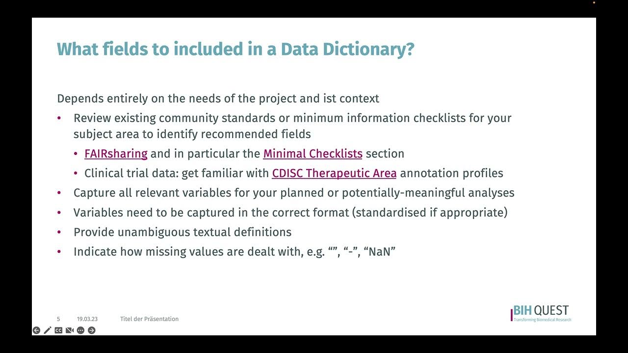 Creating a data dictionary - YouTube