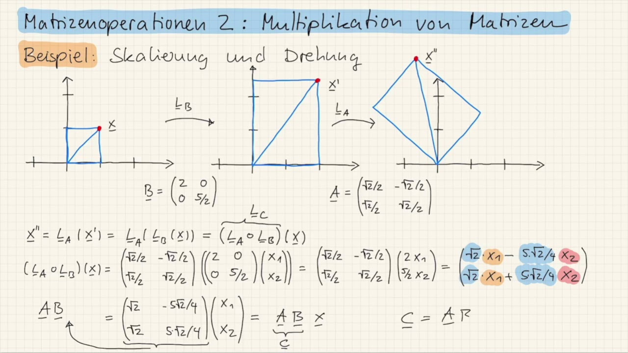 M1 22.7 Matrizenoperationen 2: Multiplikation von Matrizen (komplett ...