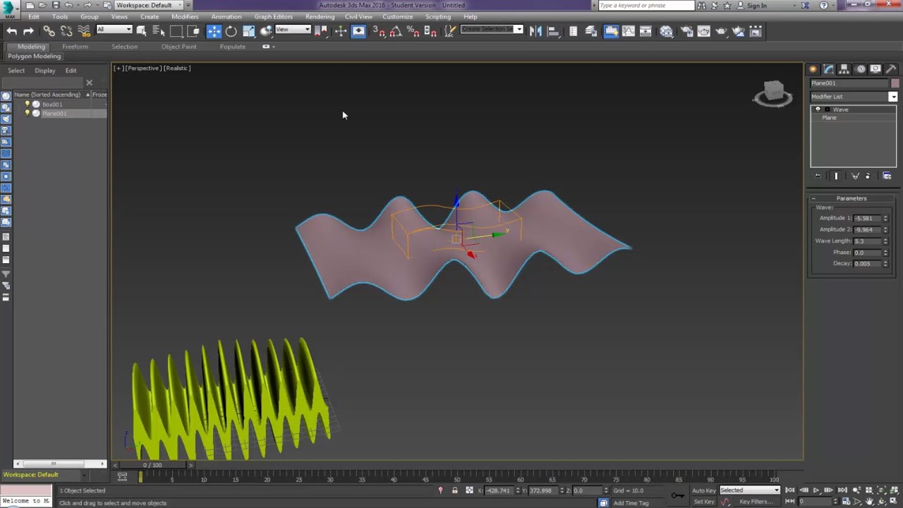 3d max 2016| الدرس 42 | modifiers = Wave&Spherfy&Smooth&Turbosmooth ...