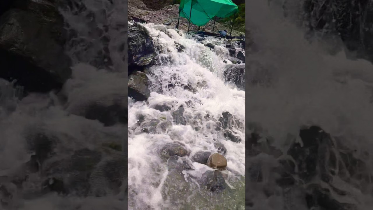 Crossing a waterfall flowing on road...#waterfall #short #ytshorts # ...