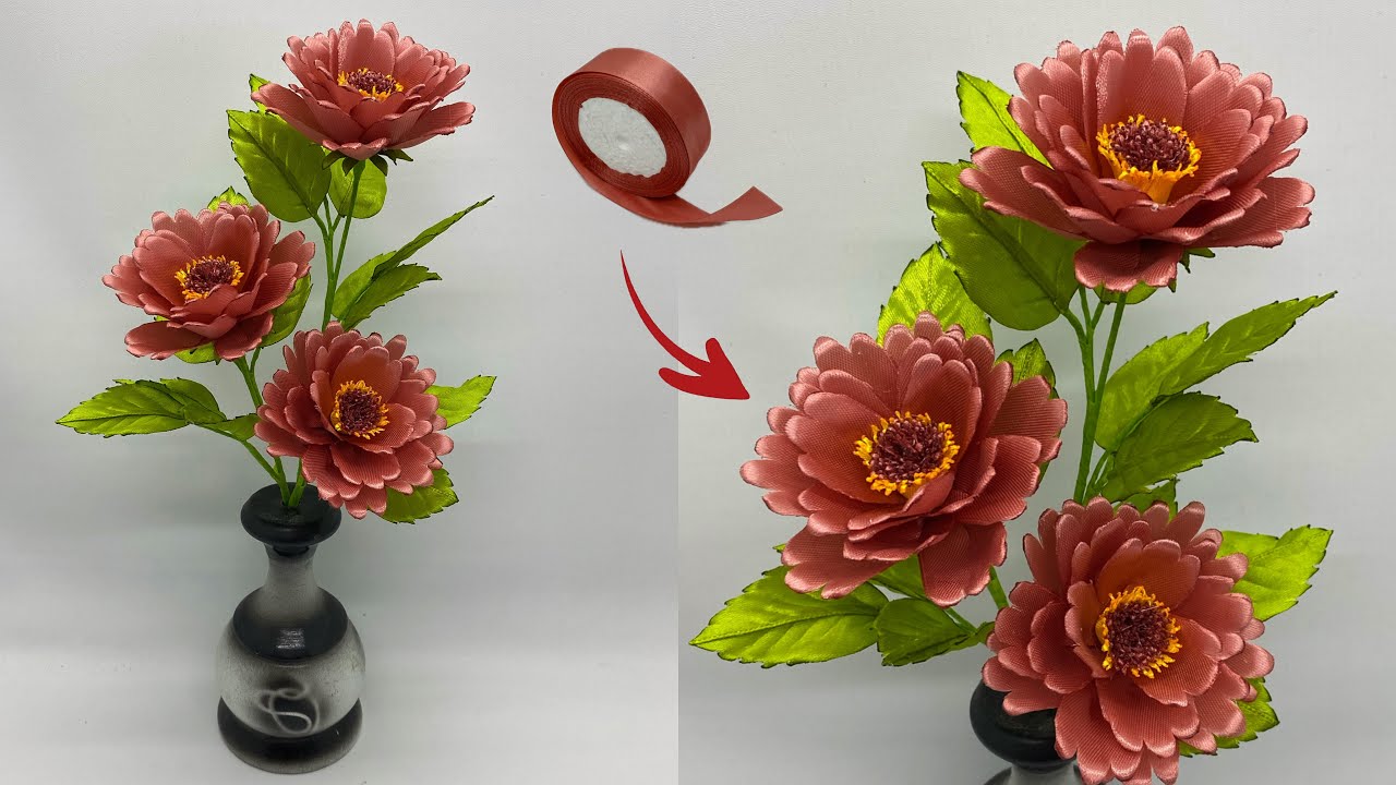 DIY | Tutorial Membuat Bunga Dari Pita Satin Yang Mudah Dan Simple ...