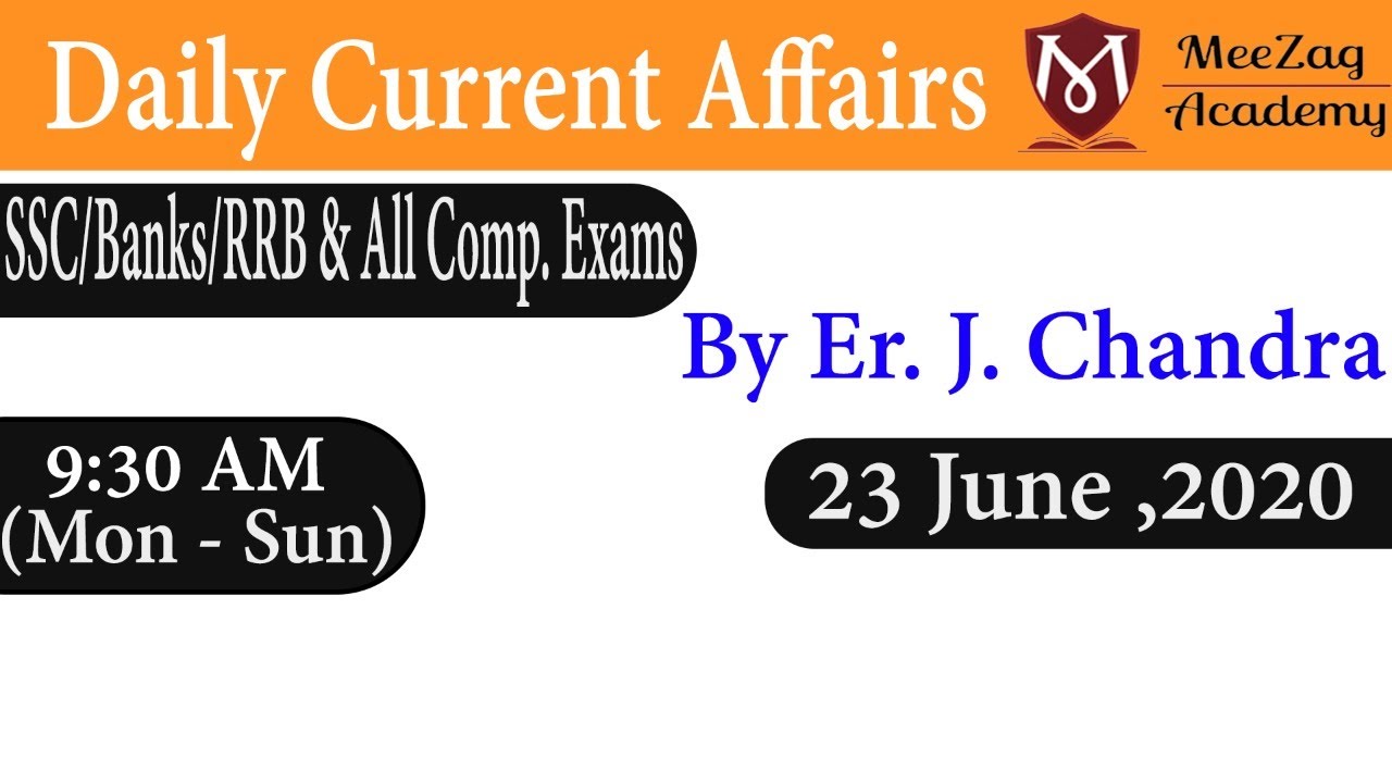 23 June 2020 - Daily Current Affairs for UPSC / SSC / State PCS ...