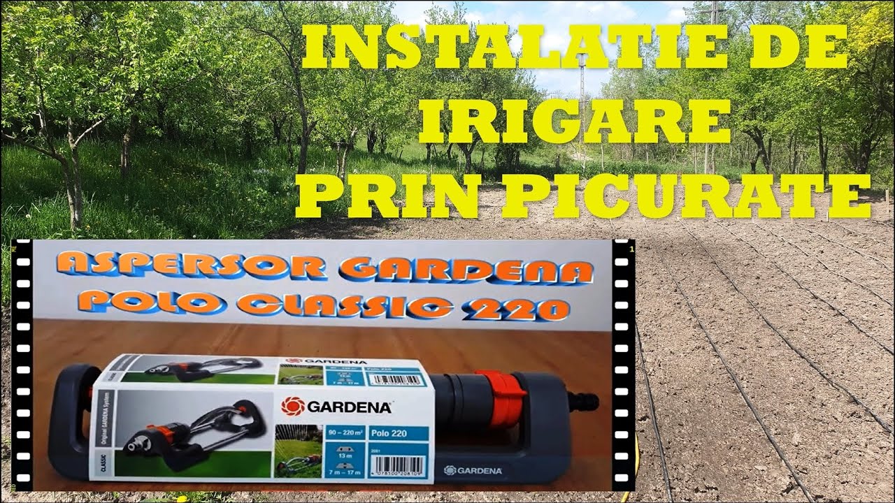 ASPERSOR GARDENA POLO CLASIC 220 SI INSTALATIE DE IRIGARE PRIN PICURARE ...