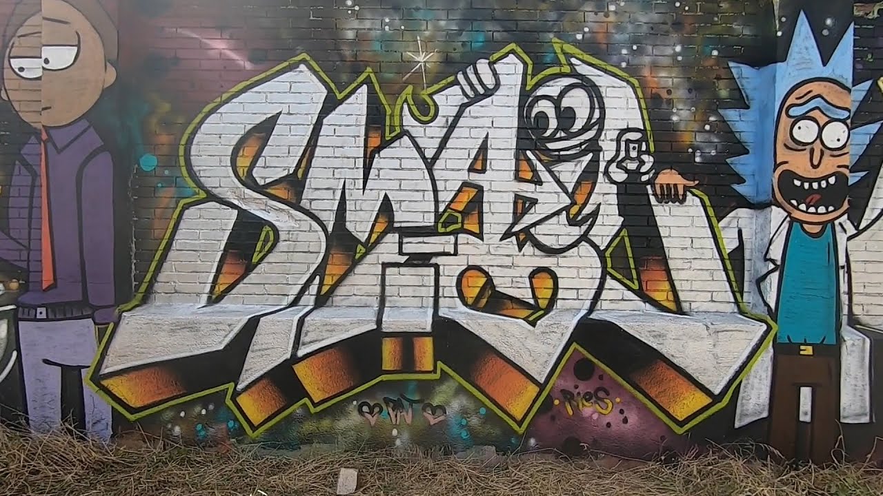 Rick & Morty graffiti wall - YouTube