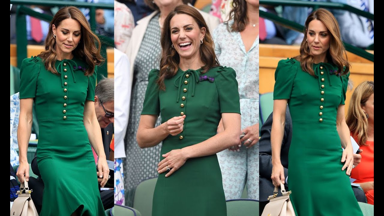 Kate Middleton in 40s' Button Front Crepe Midi Dress in Forest Green ...