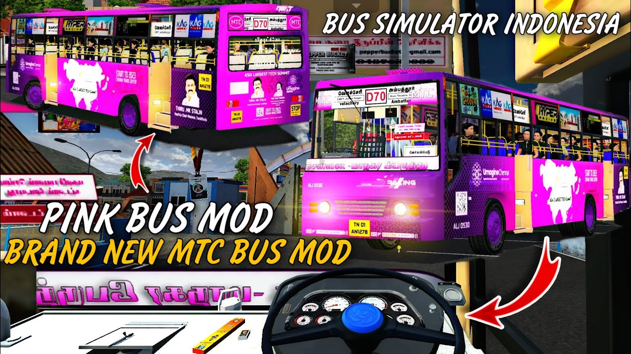 TNSTC Pink MTC bus mod released || New bus mod || Bus Simulator ...