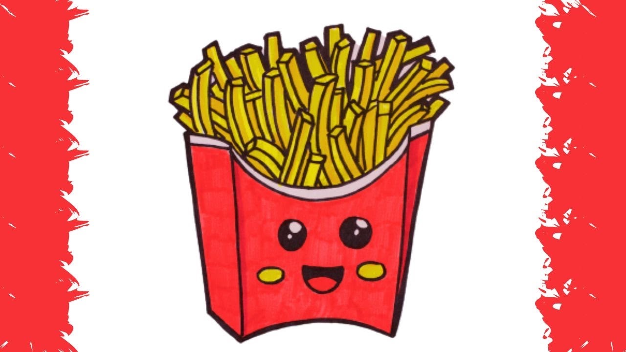 🍟💛🍟 ️HOW TO DRAW FRENCH FRIES+COLORING 🍟💛 FUNNY KIDS DRAWING 💛🍟 ...