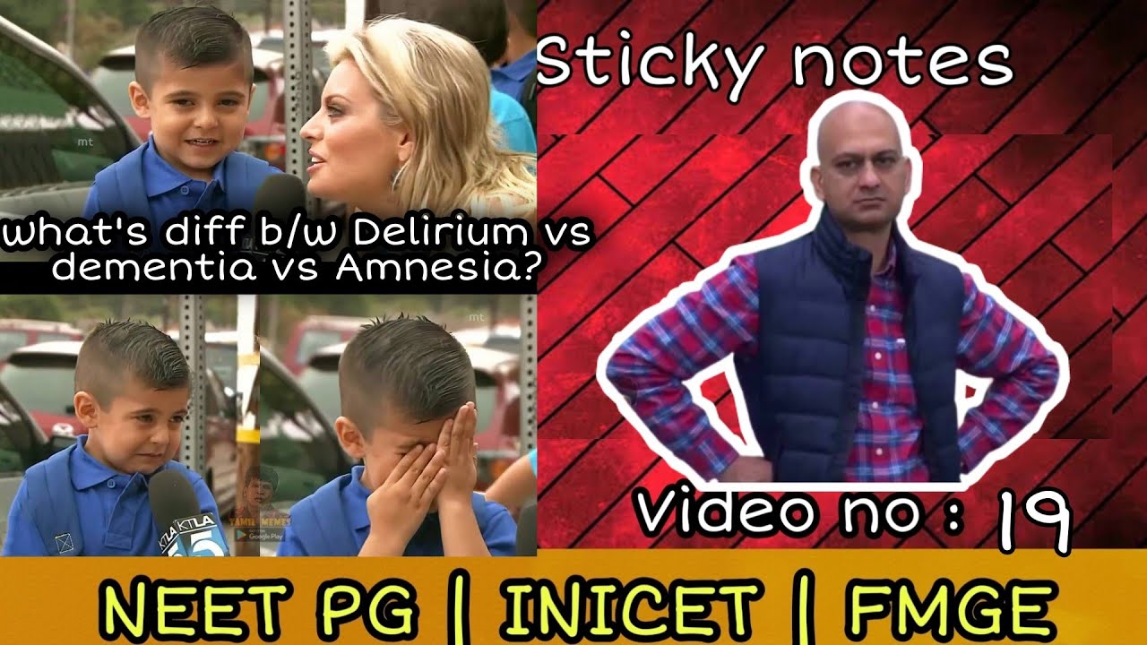 Delirium vs Dementia vs Amnesia Master chart - Dr Sticky Notes NEET PG ...