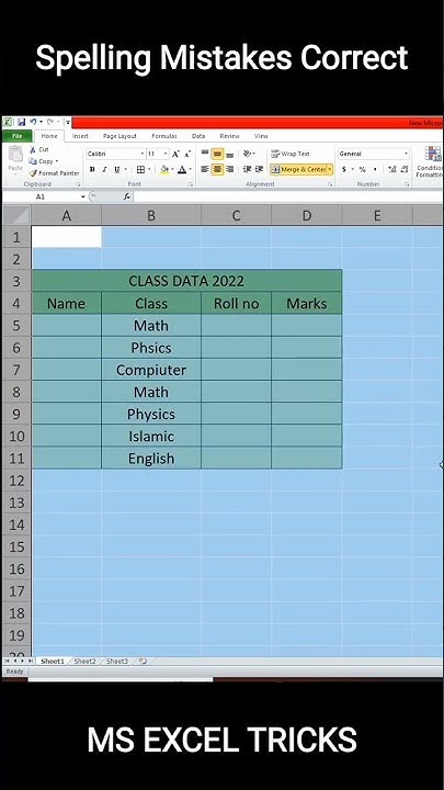 Automatically check spellings in MS excel - Spelling correction dictionary in MS excel #shorts ...