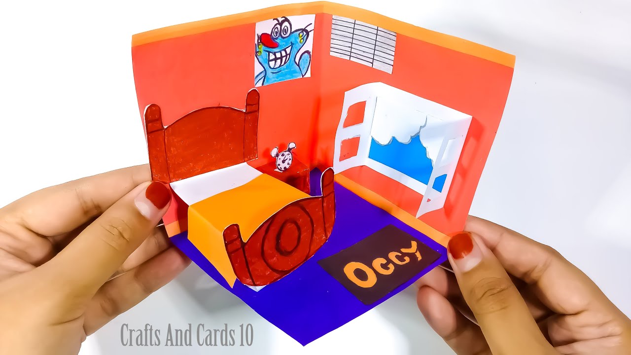 Oggy's Paper House! A-Z FULL TUTORIAL,Oggy's Bedroom,How to make paper ...