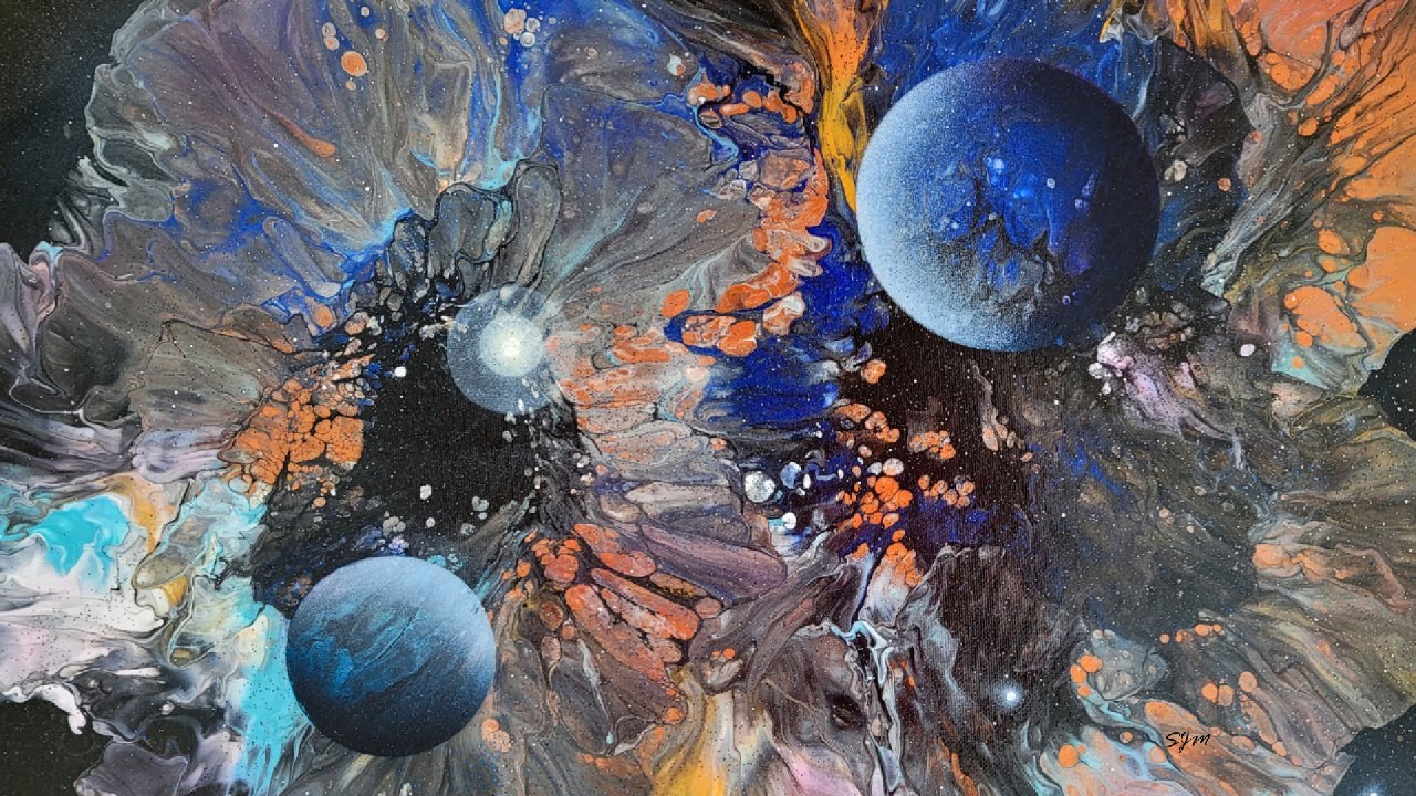 2 Planets: Galaxy Pour - Painting Tutorial – Acrylic Painting – Art ...