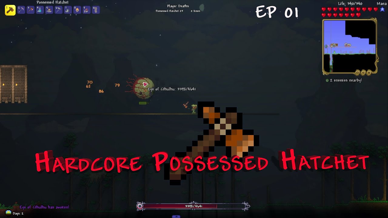 EP01 - Hardcore Terraria Possessed Hatchet Only - Restart! - YouTube