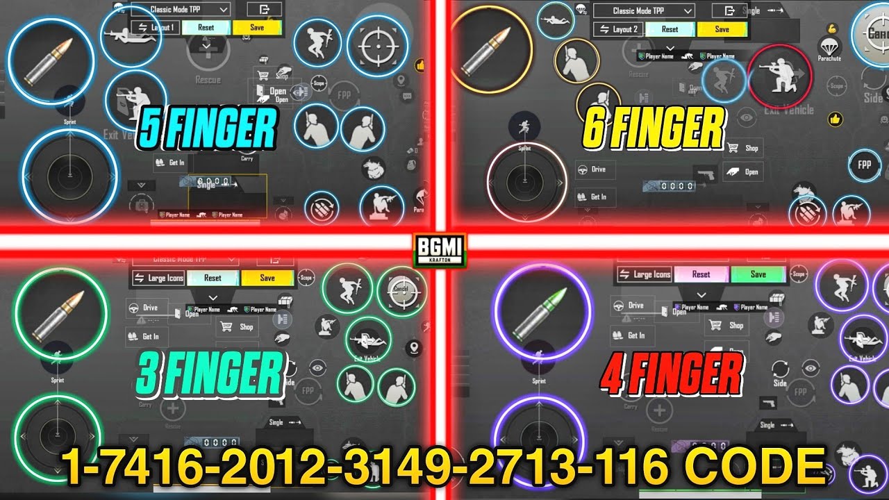 NEW BGMI 🔥 BEST BODY CONTROL CODE 6 Finger 5 Finger 4 Finger 3 Finger ...