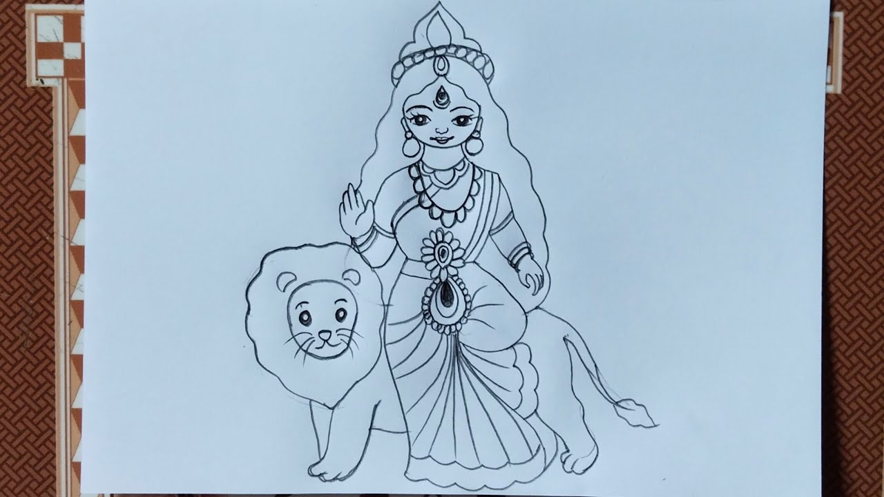 Durga devi drawing // maa durga drawing // chitra - YouTube
