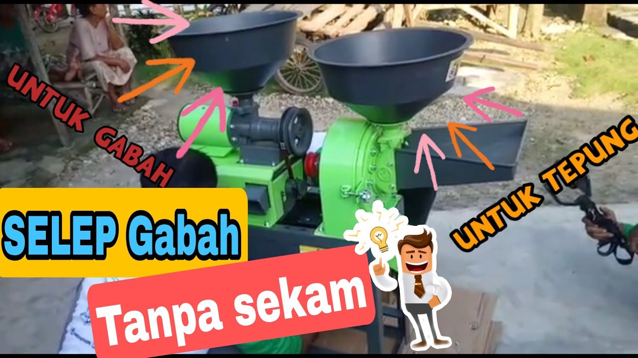 Mesin selep gabah 2in1 modern tanpa ada sisa sekam - YouTube
