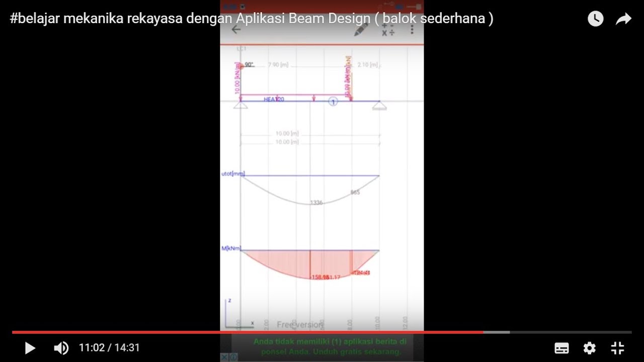 #belajar mekanika rekayasa dengan Aplikasi Beam Design ( balok ...