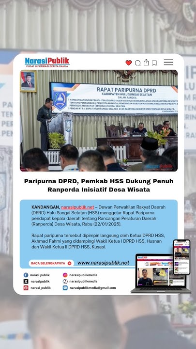 Paripurna DPRD, Pemkab HSS Dukung Penuh Ranperda Inisiatif Desa Wisata #news - YouTube