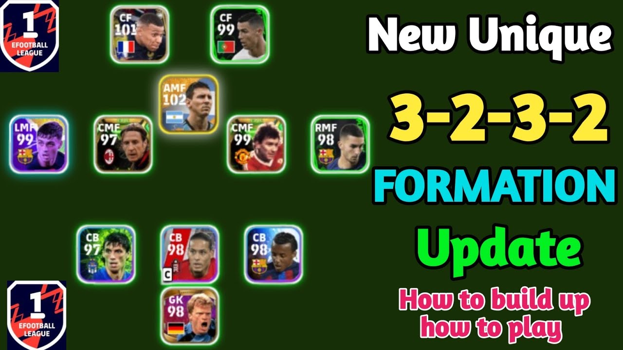 New unique 3232 formation in efootball 2024 ! 3142 formation in ...