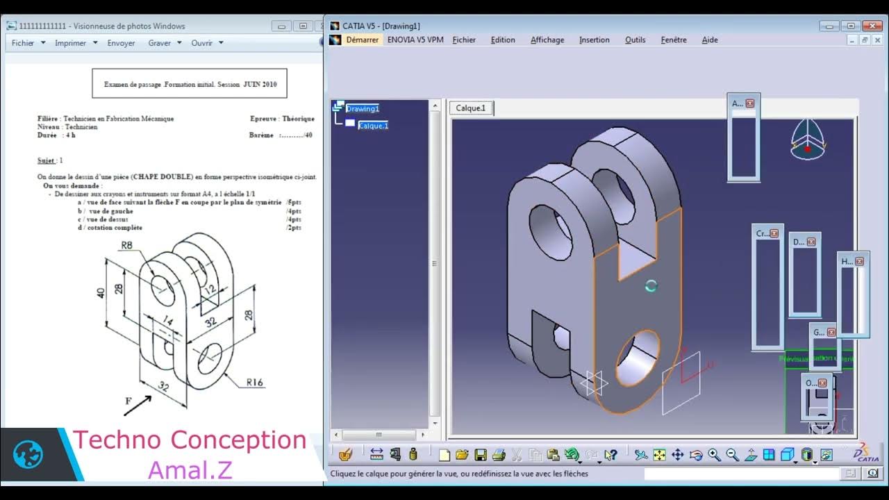 Catiav5 exercice 27 | | تعلم كاتيا بالدارجة | | catia v5 part design et drafting - YouTube