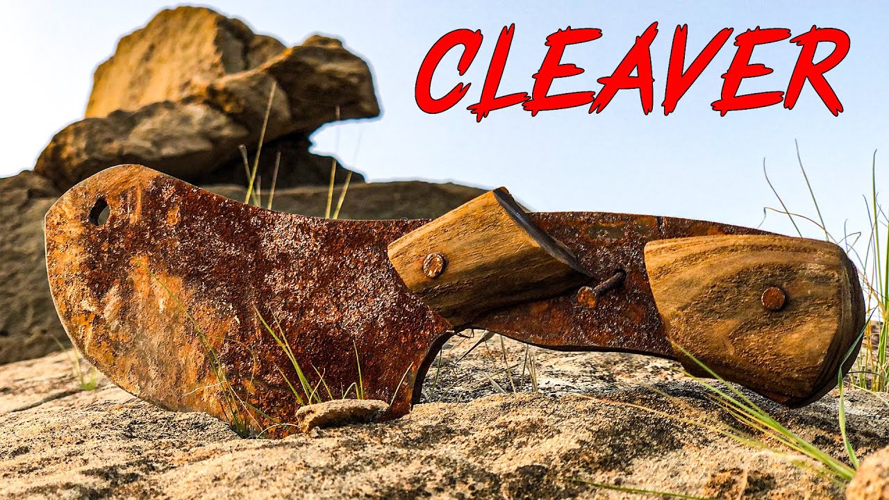 Restoration of a Very Rusty Huge Butcher Knife (rusty Cleaver) - YouTube