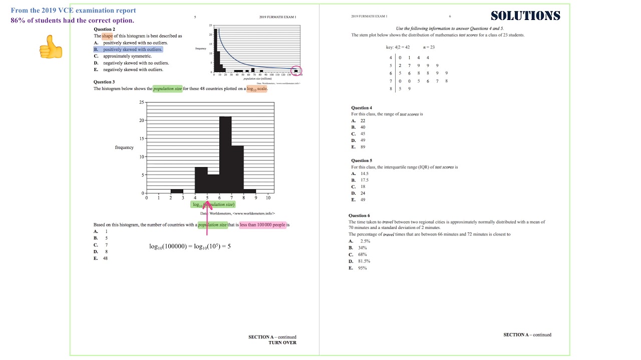 FM 2019 VCAA Exam1 - CORE - Data analysis - Q1-6 - YouTube