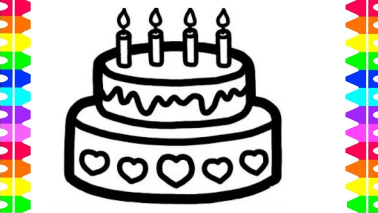 Birthday Cake Slice Drawing and coloring for kids, Toddlers | How to ...