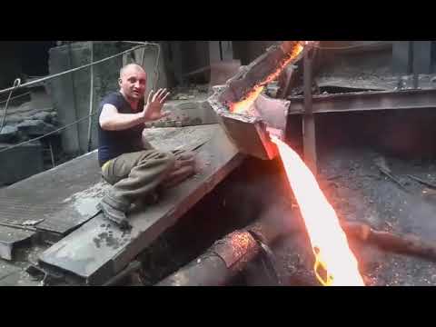 Touching Red Liquid iron with hand - YouTube