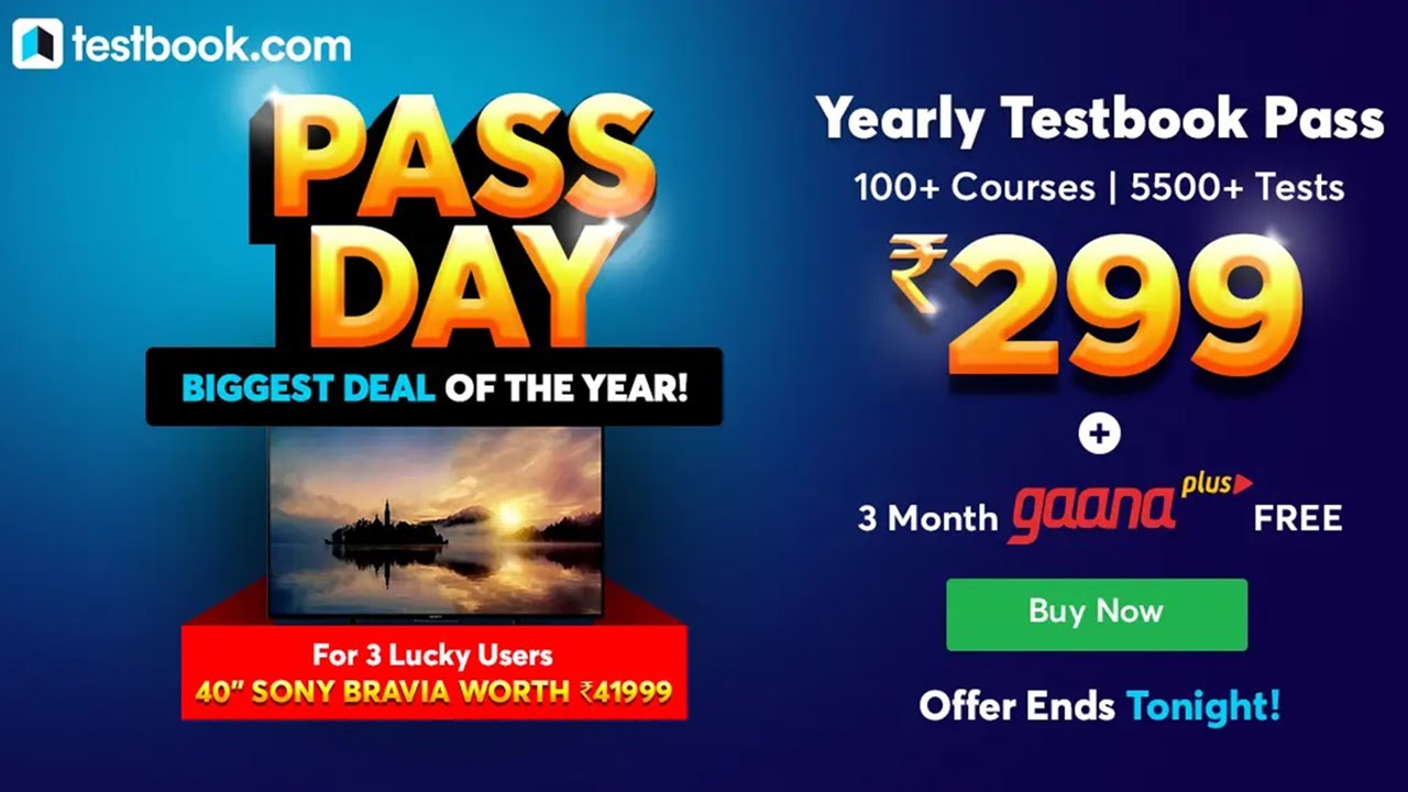 Testbook.com Yearly Pass 299/- | Free Courses, Live Coaching, Exams ...