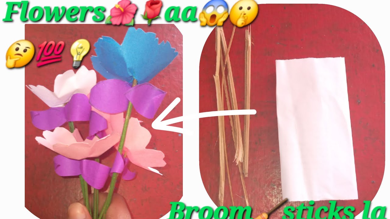 Broom 🧹 sticks la Flowers 🌺🌹 aa 😲😱🤫🤔🫣🙄 easy Flowers bookey 💐 simple ...