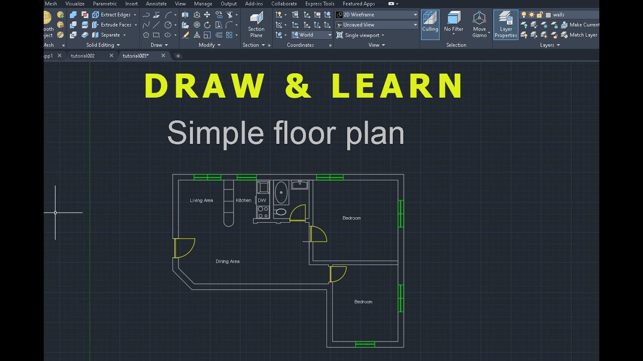 How to DRAW FLOOR PLAN for Your apartment in AutoCAD - easy for ...