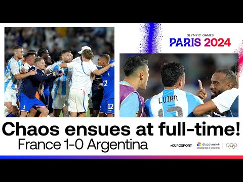 FIGHT breaks out between Argentina & France after the final whistle! 🍿 | #Paris2024 #Olympics