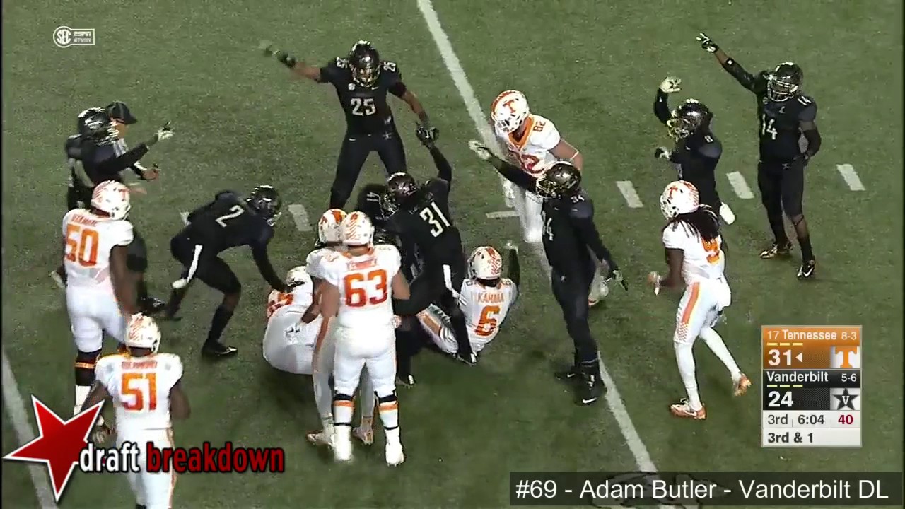 Adam Butler (Vanderbilt DT) vs Tennessee 2016 - YouTube